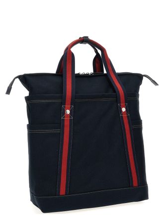 Gucci Mens Cotton With Web Handles Tote Navy