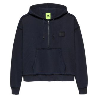 New Amsterdam Surf Association Homme, Sweatshirts et sweats à capuche, Bleu, Taille: M Sweat à Capuche Oversize Crop avec Demi-Zip