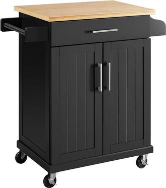 Yaheetech Desserte Cuisine &agrave; roulettes avec 1 Tiroir/Armoire avec Etag&egrave;re R&eacute;glable/Porte Serviette/Porte-&eacute;pices Meuble Cuisine 66 &times; 45,5 &times; 91,5 cm Blanc