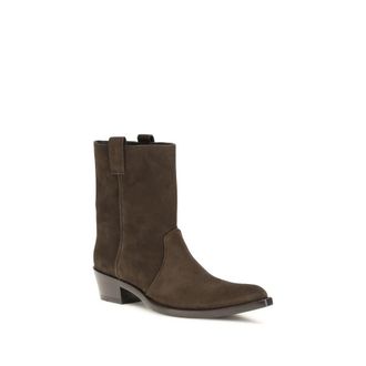 Khaite Womens Brown Calf Leather Bos Taurus Ankle Boots