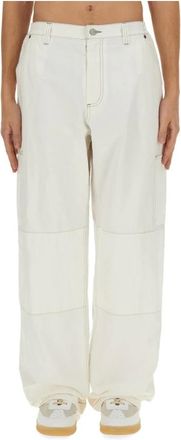 Maison Margiela Homme, Pantalons, Blanc, Taille: M Pantalon Ample &agrave; Panneaux Coupe D&eacute;contract&eacute;e