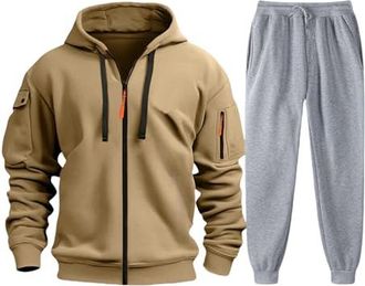 Generic Ensemble Jogging Homme Sweat &Agrave; Zipp&eacute; Et Pantalon Jogging V&ecirc;tement De Sport Ensemble 2 Pi&egrave;ces Jogging Automne Hiver Surv&ecirc;tement Homme Ensemble Sportwea