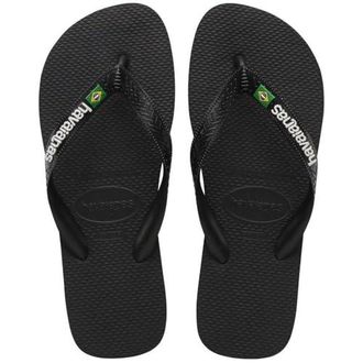 Havaianas Unisex Brasil Logo (Mini Me), Black/Black, 10/11