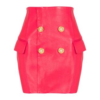 Balmain Jupe courte en cuir dagneau - Femme - Jupes - Rose - Taille: 42 FR