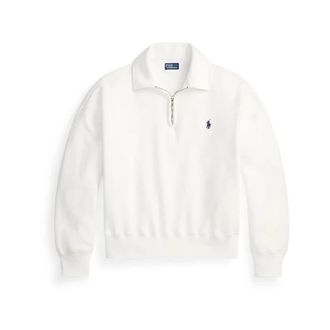 Polo Ralph Lauren Femme, Sweatshirts et sweats &agrave; capuche, Blanc, Taille: 44 FR SweaT-shirt Brod&eacute; &agrave; Col Zipp&eacute;