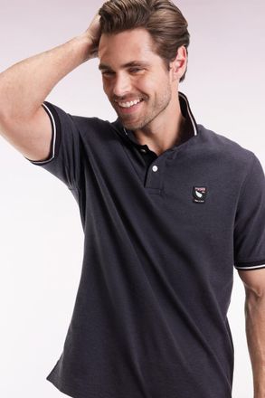 Eden Park Polo Manches Courtes Nouvelle Z&eacute;lande En Piqu&eacute; Coton Gris Coupe Ample