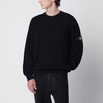 Stone Island Navy blue crew-neck sweater in cotton