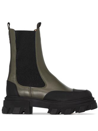 Ganni bottines Chelsea en cuir - Vert