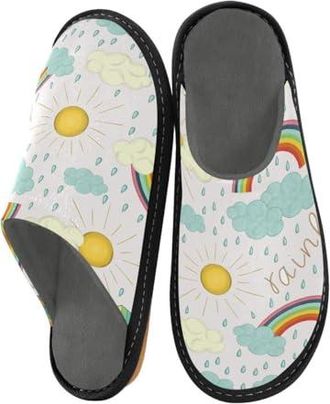 HMZXZ Pantoufles arc-en-ciel color&eacute;es pour homme et femme, motif dessin anim&eacute;, pour la maison, la chambre &agrave; coucher, les voyages, multicolore, 37.5/38 EU