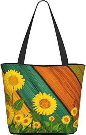 AOOEDM Sac &agrave; provisions color&eacute; en bois et tournesol pour femme 33 x 27,9 x 17,8 cm. Le cadeau parfait pour la Saint-Valentin. Cest de la Saint-Valentin pour 
