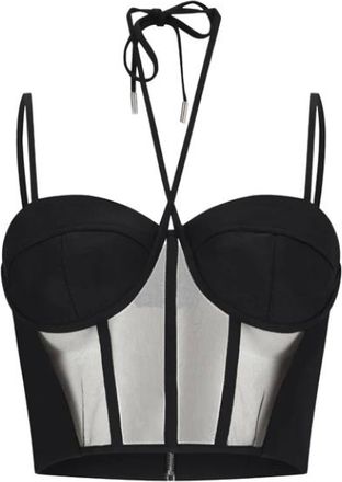 DAVID KOMA David Koma, Femme, Tops, Noir, Taille: 38 FR Haut Corset avec Insert en Tulle