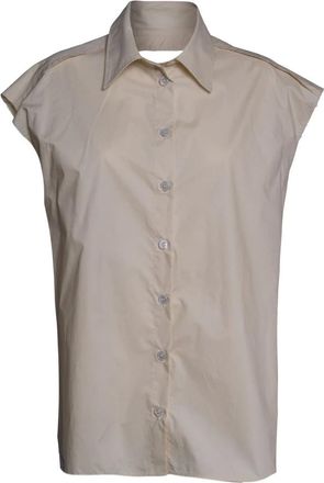 Erika Cavallini Semi Couture Femme, Blouses et Chemises, Beige, Taille: 38 FR Sleeveless Poplin Shirt