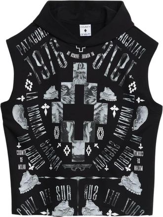 Marcelo Burlon Homme, Tops, Noir, Taille: M Fleece Sleeveless