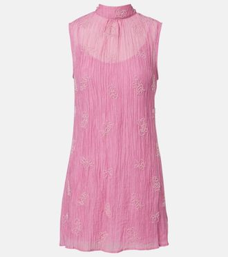 Staud Minikleid Albee aus Organza mit Perlen