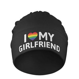 Generic Homme Femme Bonnets De Ski Jaime Ma Copine LGBT Fiert&eacute; Gay Arc-en-Ciel Hiver Chapeaux Classique Bonnet &Agrave; Revers Mode Bonnets Tricot&eacute; pour Ski Patinage