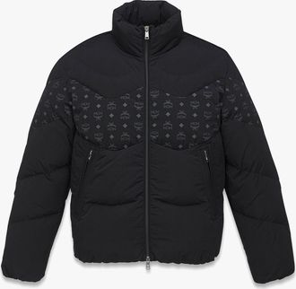 MCM Monogram Print Puffer Jacket in ECONYL BLACK NYLON
