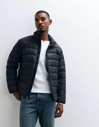 Polo Ralph Lauren gewebte Pufferjacke in Schwarz