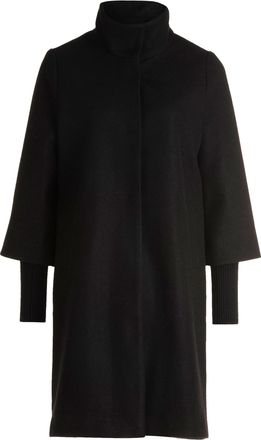 Zero Damen Mantel Wolloptik mit Stehkragen 42, Black Beauty