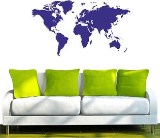 Indigos UG Indigos UG - Wandtattoo Wohnzimmer - Wandaufkleber Weltkarte 120x62 blau w015 - Aufkleber Kinderzimmer Schlafzimmer K&uuml;che Badezimmer B&uuml;ro Dekoration