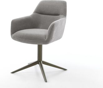 DELIFE Drehstuhl Pejo-Flex Strukturstoff Soft Grau Fu&szlig;kreuz Effektfinish Titan 360&deg; drehbar Wippfunktion Taschenfederkern, Esszimmerst&uuml;hle