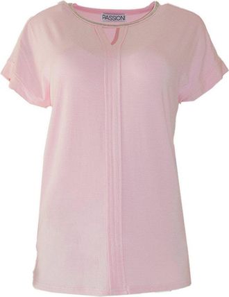 Passioni T-Shirt mit Cut-Out Kragen und mit Glitzerperlen