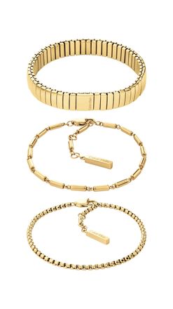 Calvin Klein Set aus 3 Armb&auml;ndern f&uuml;r Damen Kollektion CK STACKED aus Edelstahl und Gelbgold-beschichtung - 35000838
