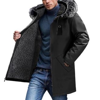 Generic Sweat à capuche en polaire chaude pour homme avec fermeture éclair intégrale - Veste dhiver décontractée avec poches - Coupe-vent à manches longues - 