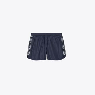 Tory Burch Damen Nylonshorts mit gesticktem Logo