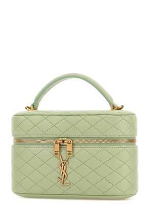 Saint Laurent Womens Pastel Green Nappa Leather Vanity Gaby Handbag Mistyjade Borse A Mano Bag