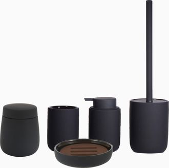 houseproud Ceramic Silk Badset 5-teilig aus Keramik mit Rubber Coating (Black)