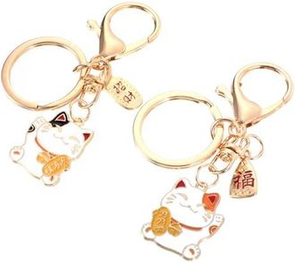 Supvox Lot de 2 Pendentifs Porte-Cl&eacute;s Chat en Alliage R&eacute;sistant Accessoires D&eacute;coratifs Simples et Polyvalents pour Paquet et Cl&eacute;s Porte-Cl&eacute;s L&eacute;gers pour Voit