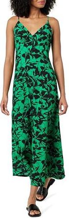 The Drop Isa V-Neck Maxi Dress Robe Longue, Imprimé Feuillage Vert, M