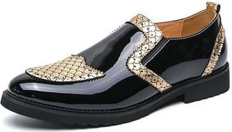 Generic Mocassins &agrave; enfiler en cuir verni pour homme - Bout rond - Semelle antid&eacute;rapante - Pour f&ecirc;te, rendez-vous galant, bal de fin dann&eacute;e, dor&eacute;, 39 2/3 EU