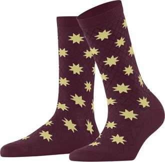 Burlington Damen Socken Christmas W So Baumwolle gemustert 1 Paar, Rot Burgundy 8326 Holly Jolly, 36-41