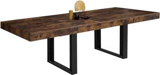 IDMarket Table à Manger Extensible Rectangle Phoenix 6-12 Personnes Bois Effet Vieilli et Noir 200-300 cm
