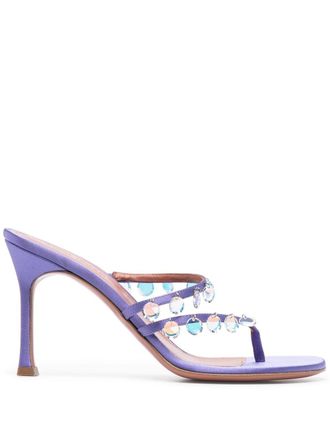 Amina Muaddi sandales Tina 105 mm à ornements en cristal - Violet