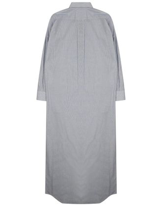 Celine Button-Front Long Shirt Dress - Gray