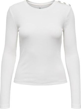 Only Tee Shirt Manches Longues checkie Cloud Dancer Rhinestones Round M