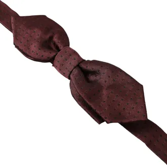 Dolce & Gabbana Mens Red Bordeaux Silk Slim Adjustable Neck Papillon Bow Tie
