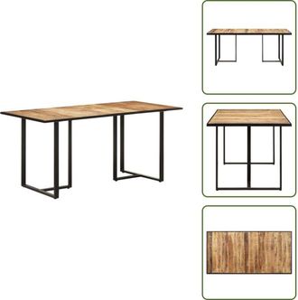 vidaXL Esstisch 160 cm Raues Mangoholz - Industrieller Esstisch - Esstisch Holz - Mangoholz Tisch - Wohnzimmer M&ouml;bel - Esszimmer M&ouml;bel