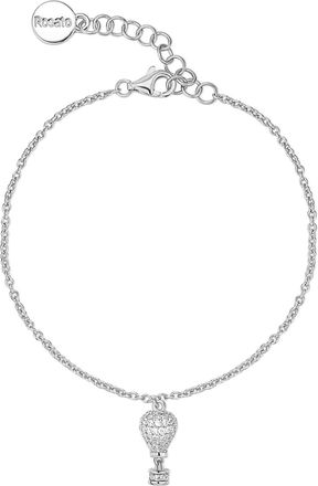Rosato Aria Armband Heißluftballon aus Sterlingsilber mit Karabinerverschluss und 89 weißen Zirkonia, Größe: 18 cm, RZAR15