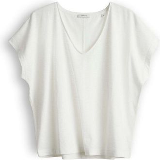 OPUS Kurzarmshirt Sidanki aus weichem Jersey mit dezenter Struktur Der &uuml;berschnittene Arm sorgt f&uuml;r eine relaxte Silhouette