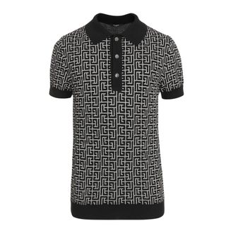 Balmain Polo monogramm&eacute; - Homme - Tops - Noir - Taille: S