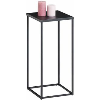 IDIMEX Table dappoint carr&eacute; flora, structure et plateau en m&eacute;tal laqu&eacute; noir
