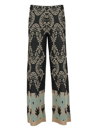 Akep Hose mit Damaszener-Muster - Schwarz