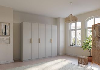 Rauch Orange home24 Drehtürenschrank Skandi 226cm Grau/Seidengrau ohne Spiegeltür/-en