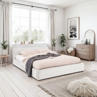 IDIMEX Polsterbett CURSIO mit Lattenrost 140x200, Off-White - Bett mit Polsterung in Cordoptik, Holzrahmen mit Metallrohr, stabiles Doppelbett inklusive Latt