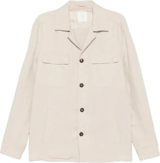 Eleventy Homme, Vestes, Beige, Taille: XL Veste Chemise en M&eacute;lange de Lin