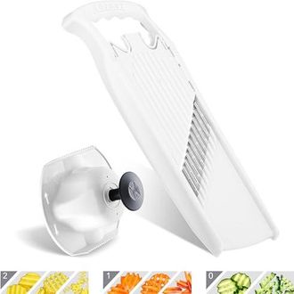 Börner Coupe-légumes Onde-Gaufre Börner PowerLine + Porte-Fruit (2 pièces) - Coupe-légumes Ondulé - Coupe Vague & Gaufrette - Set pour Frites & Gaufrettes de