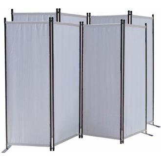 Quick-Star Quick-star - 2 St&uuml;ck Paravent 4 Teilig 165 x 220 cm Stoff Raumteiler Trennwand Balkon Sichtschutz Stellwand Faltbar Wei&szlig;